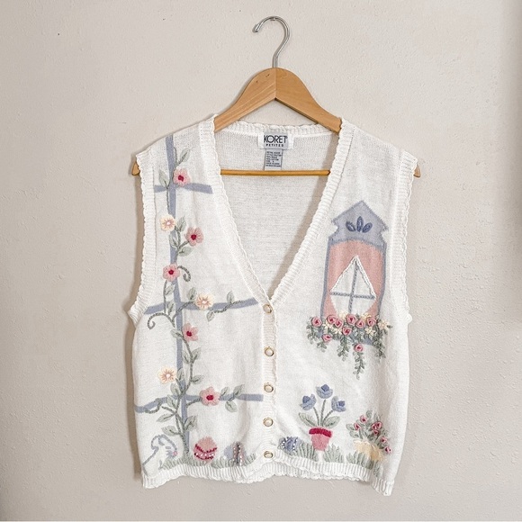 Vintage | Jackets & Coats | Cottage Core Granny Core Embroidered Floral ...